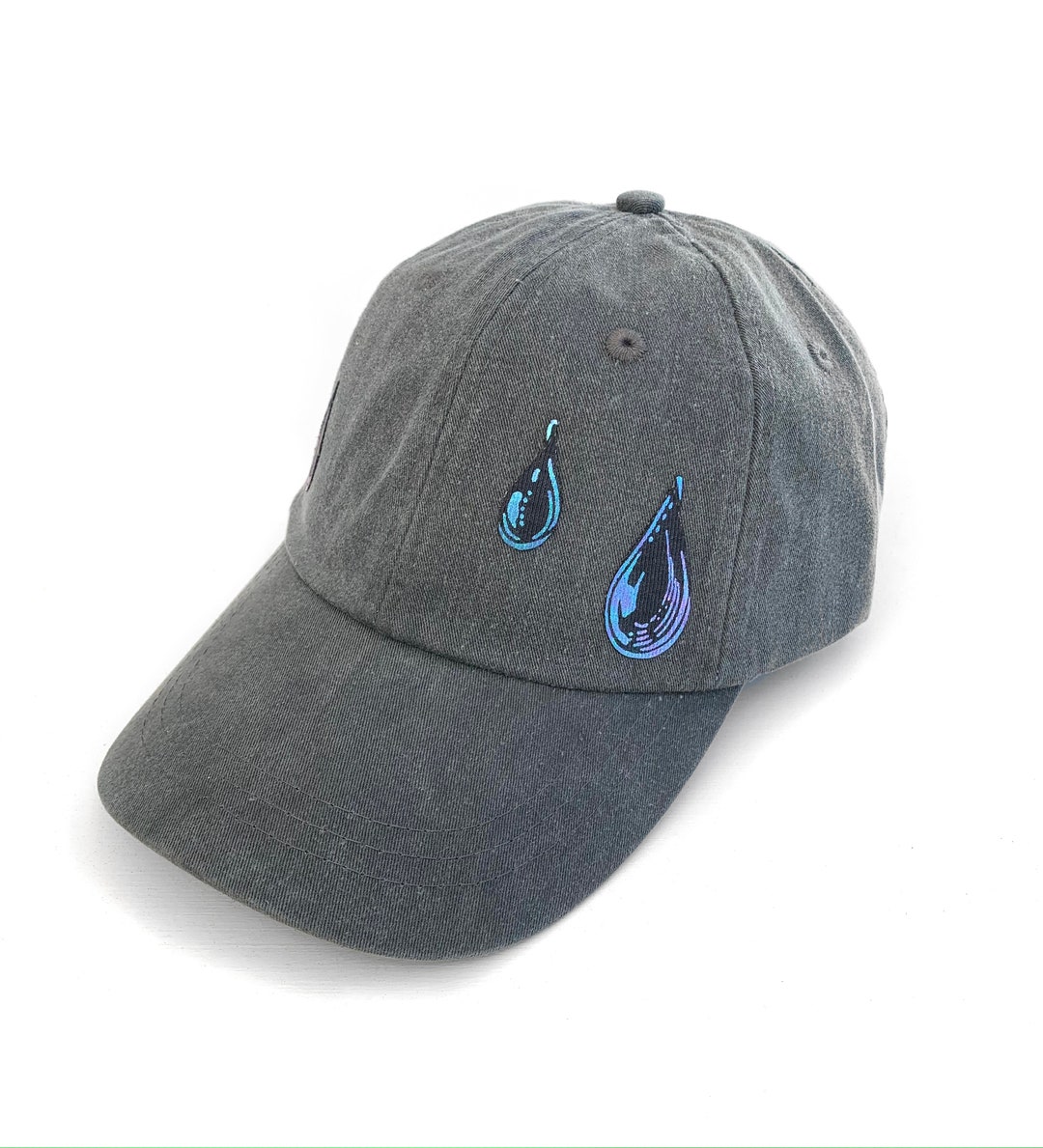 Raindrop Dad Hat: Iridescent Foil Print, Adjustable Cotton Sun Hat - Etsy