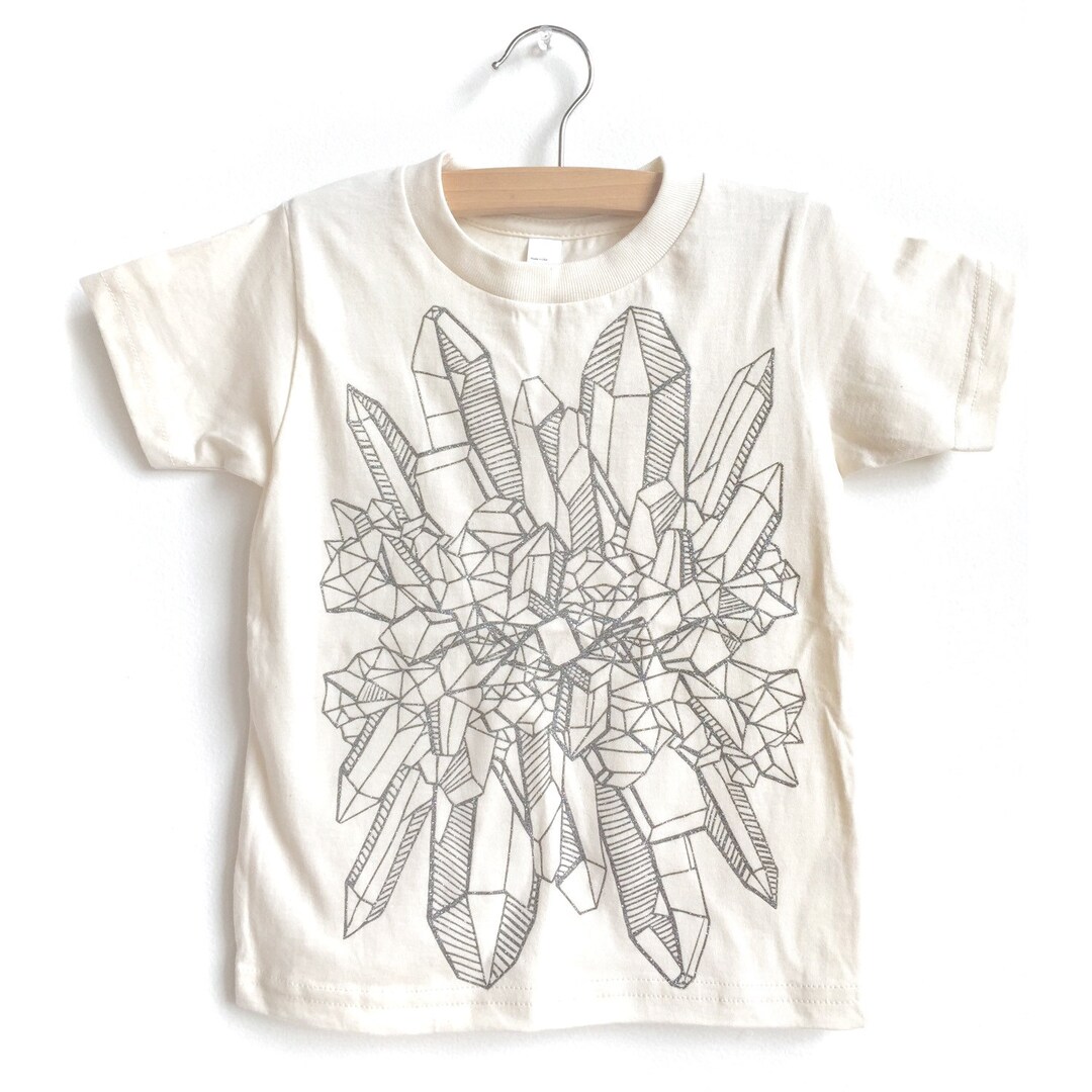 Kids Organic Crystal Shirt, Rad Silver Glitter Science Tee, Boho Chic ...