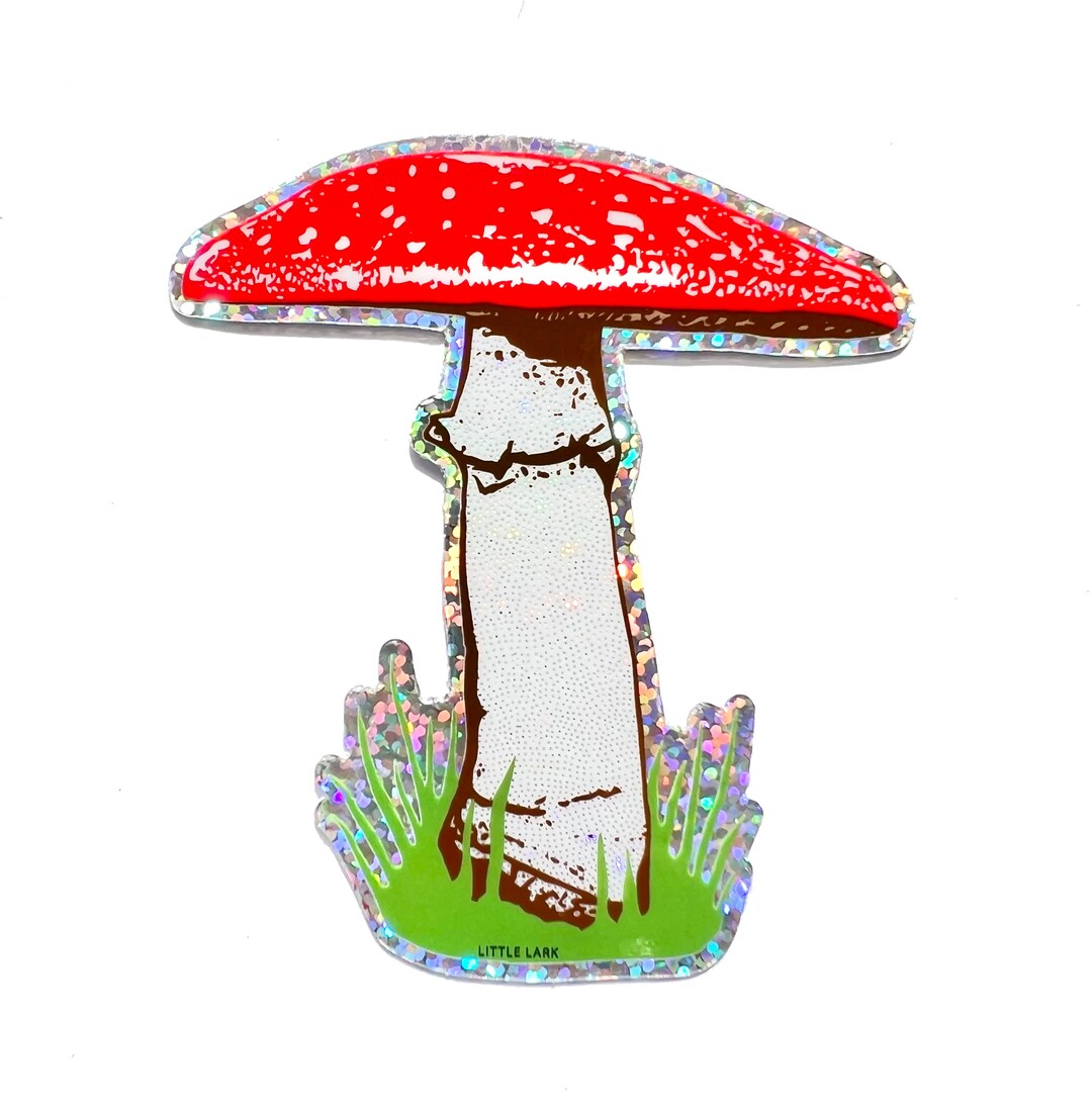 Glitter Red Mushroom Sticker: Waterproof Vinyl Toadstool (3 Inch) - Etsy