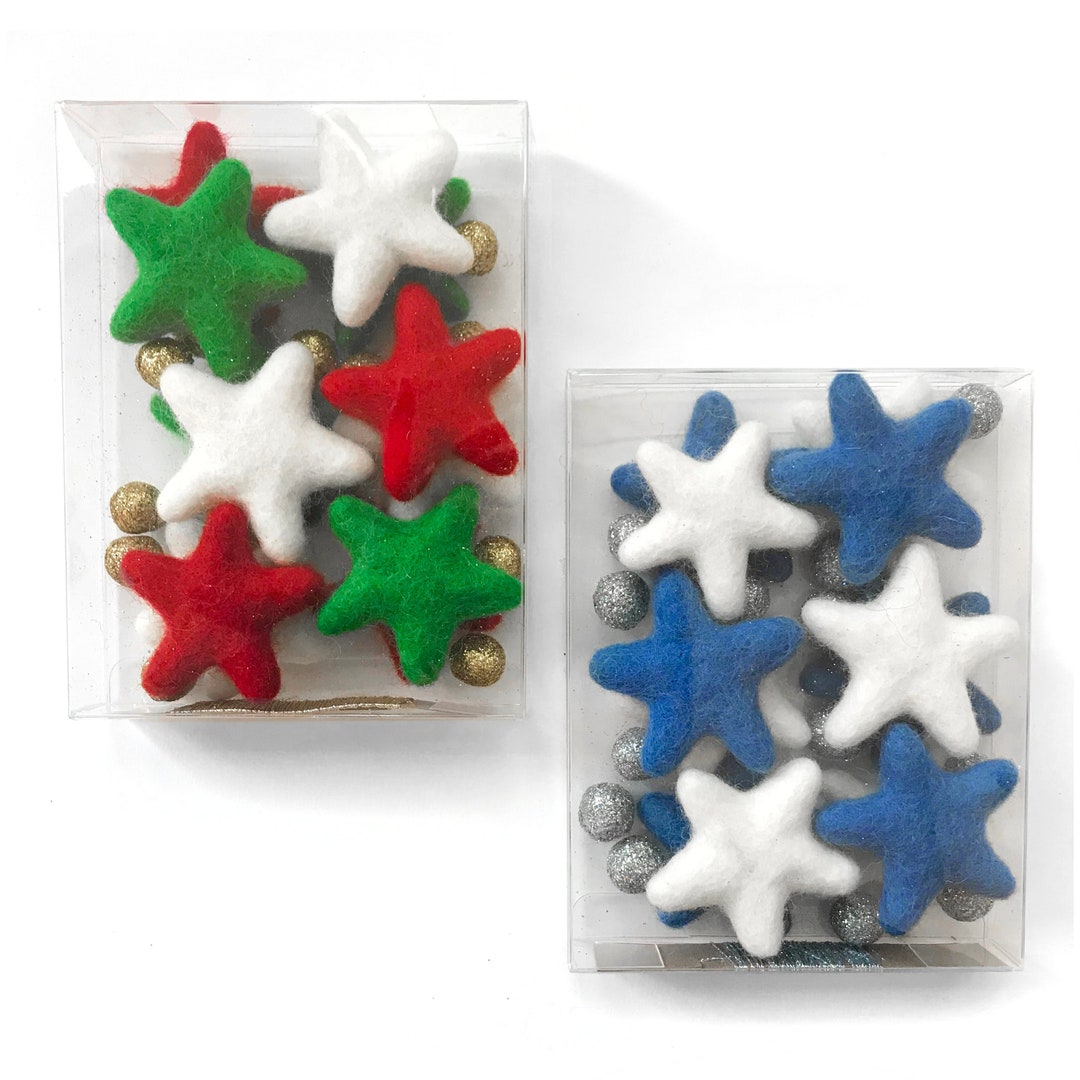 Holiday Felt Star Garland Kit: Glitter Wool Balls, Party Decor - Etsy
