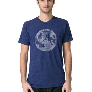 Mens Full Moon Shirt, Blue Full Moon T-shirt, Mens Moon Tee, Space ...