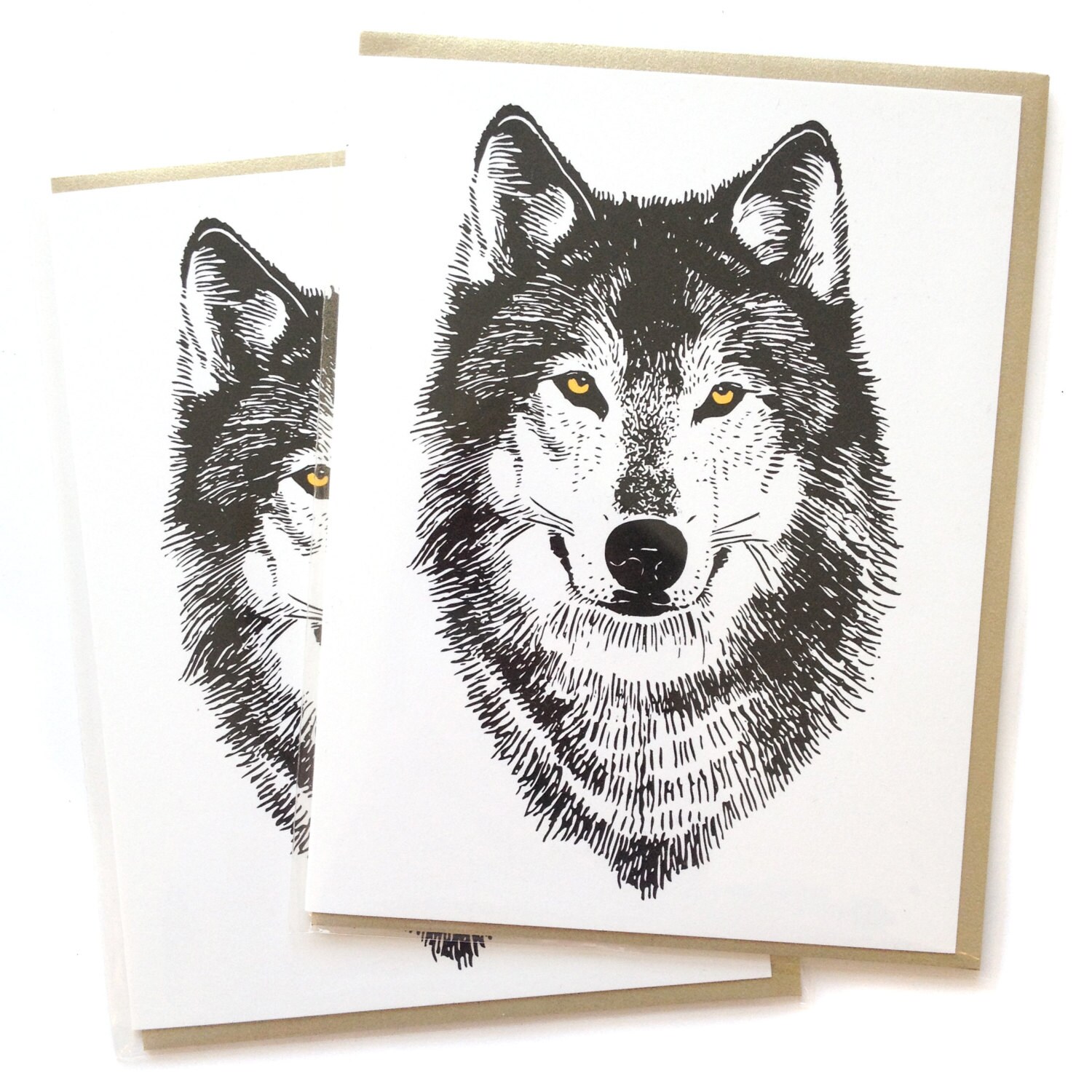 Wolf Card Box of 6 Cards Wolf Greeting Cards Blank Greeting - Etsy