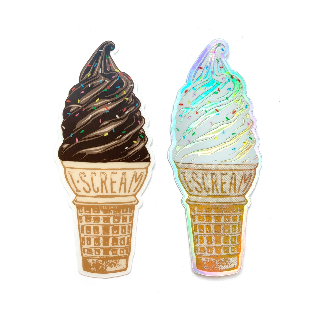 Ice Cream Cone Sticker: Hologram Vinyl, Waterproof 4-inch - Etsy