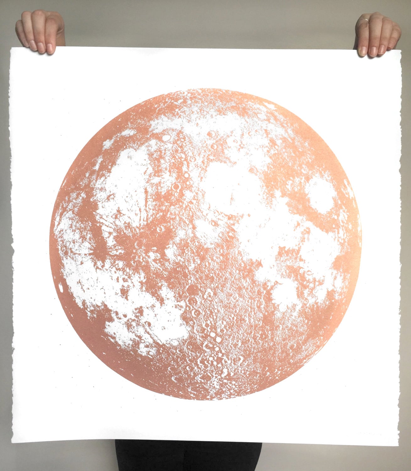 Copper Moon Print Wall Art Full Moon Large Screenprint - Etsy UK