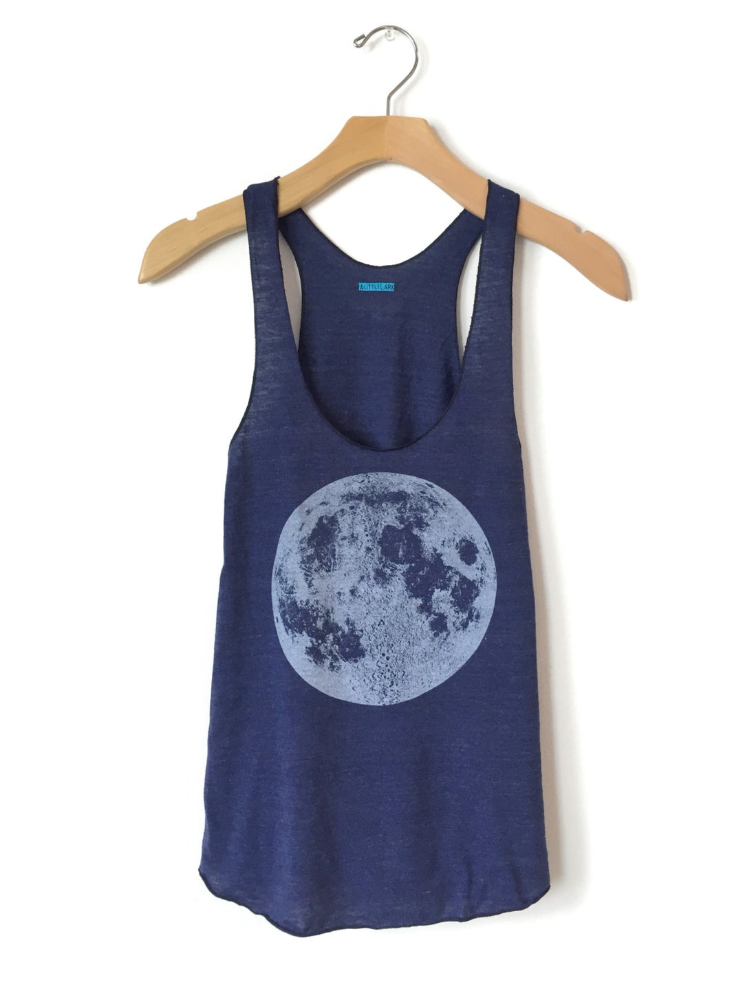 Blue Moon Racerback Tank Top: Hand-printed Lunar Shirt - Etsy