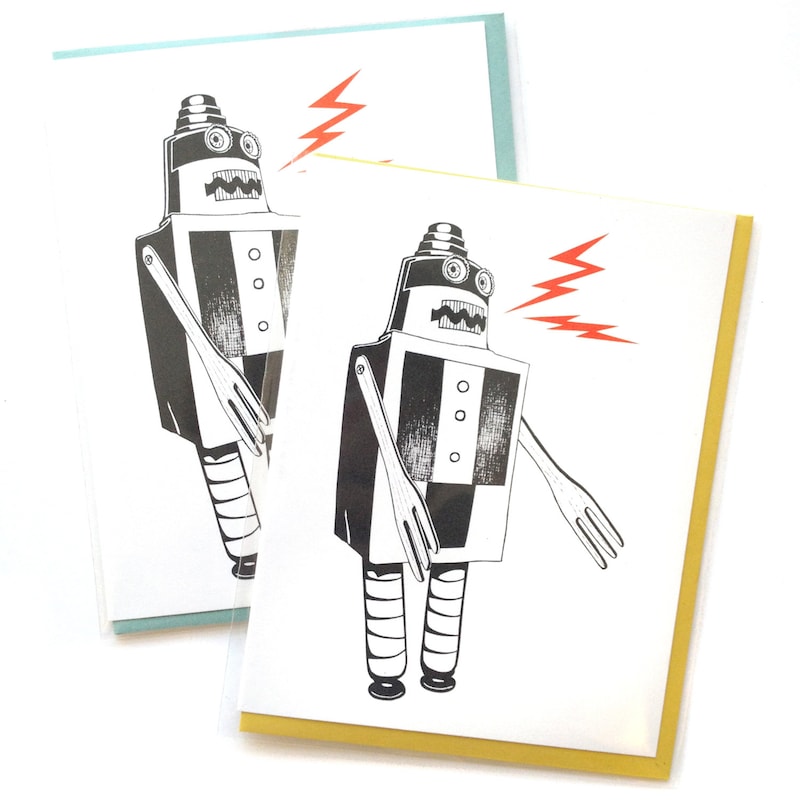 Robot Thank You Cards - Etsy