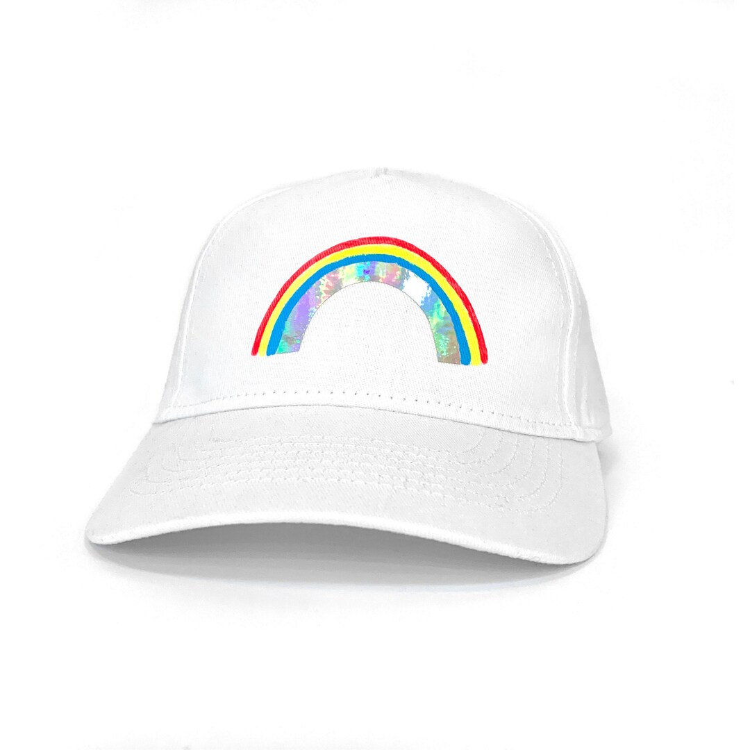 Kids Rainbow Sun Hat: Hand-painted Hologram Glitter, Adjustable Cotton ...