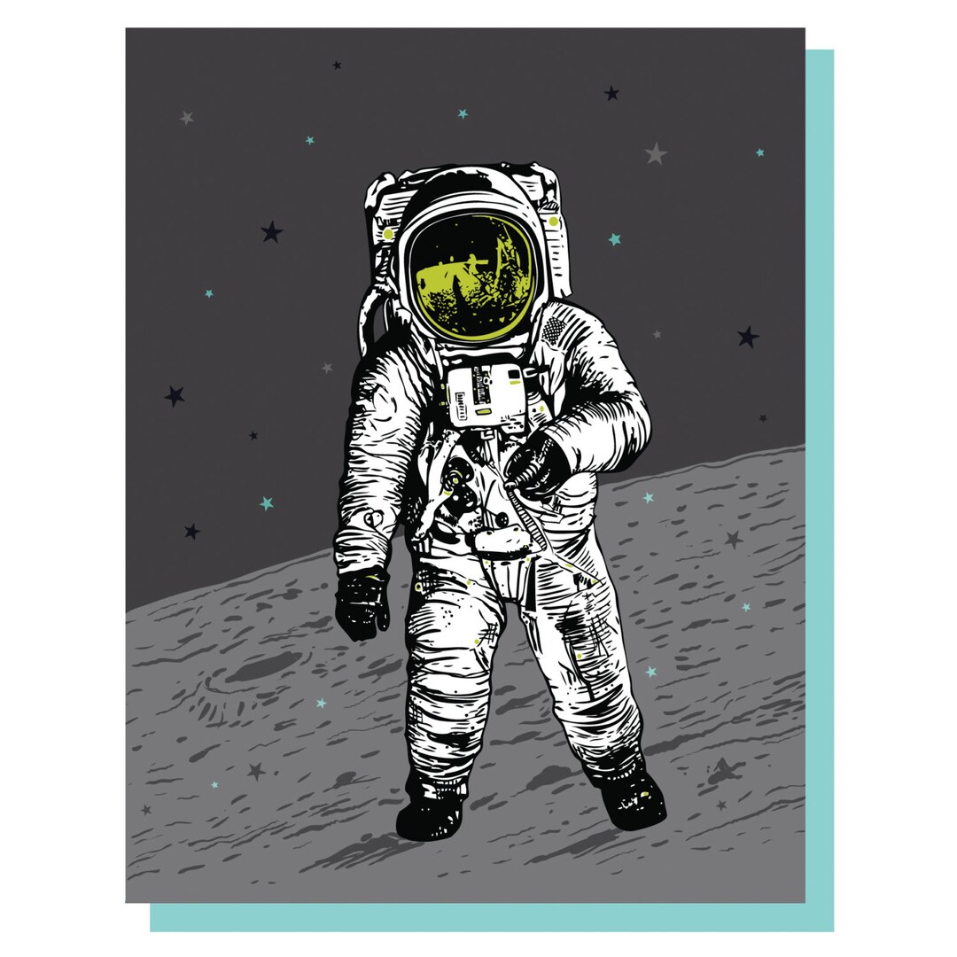 Astronaut Moon Greeting Cards: Lunar Spaceman Design, Recycled Paper ...