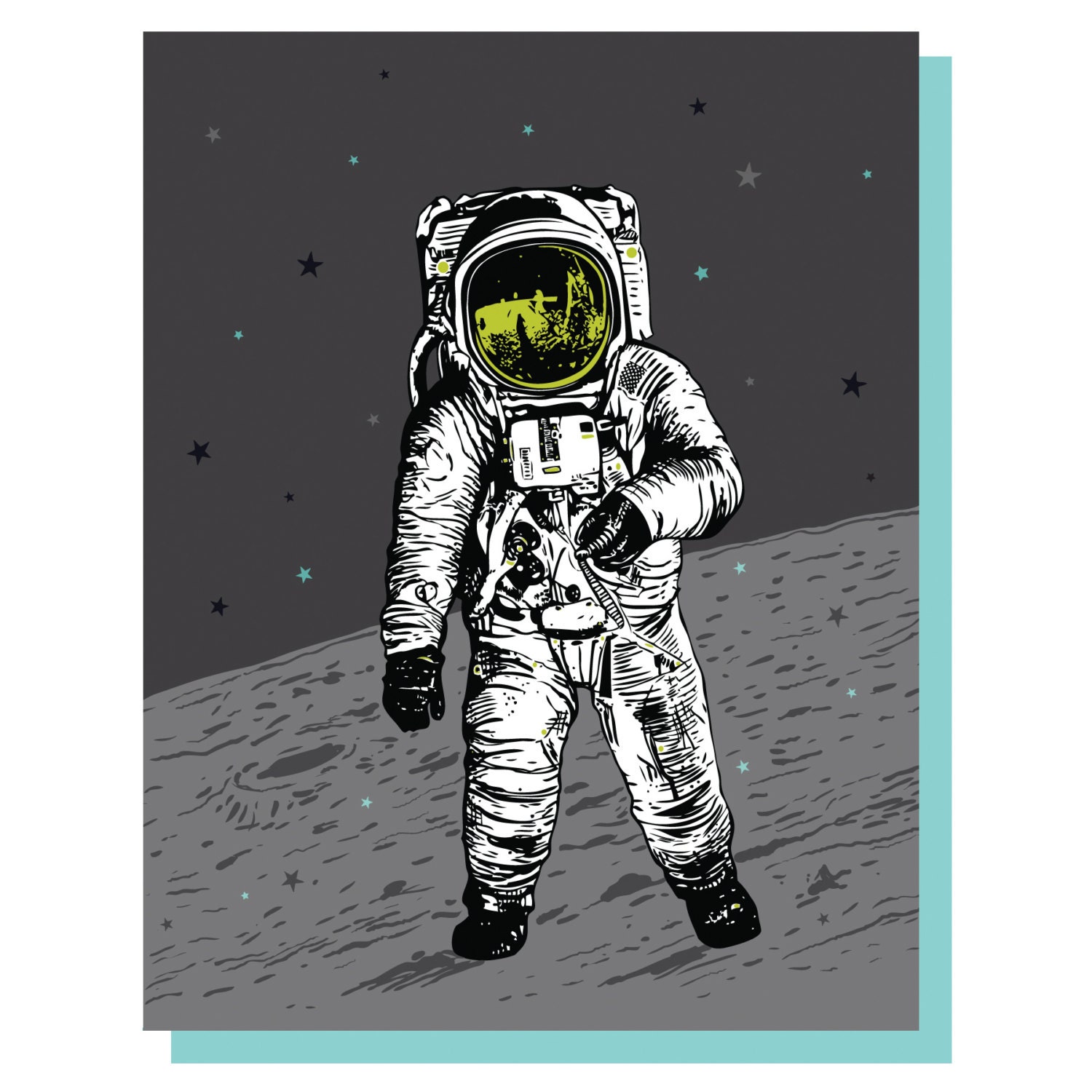 Astronaut Space Blank Note Card: Man on the Moon Greeting Card (A2 Size ...