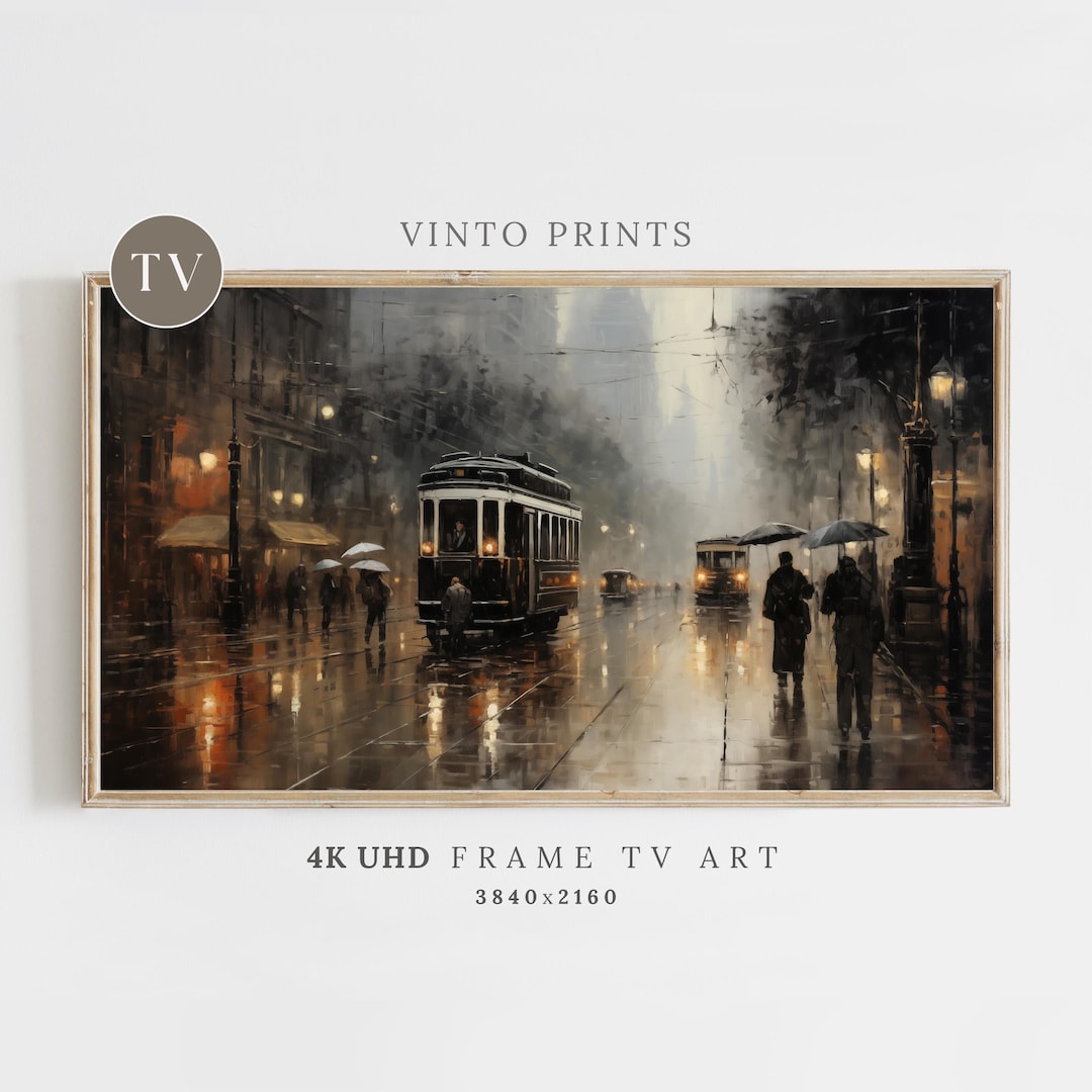 Vintage City Art for Frame TV | City Art | Antique Scenery Decor | Tram ...