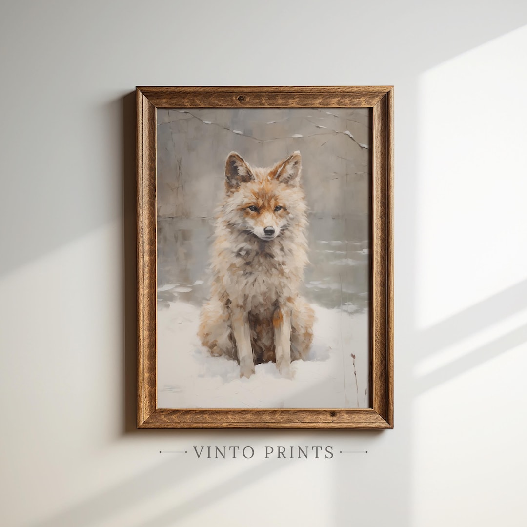 Vintage Winter Art Print | Arctic Fox Art | Winter Home Decor | Winter ...