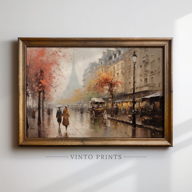 Vintage Paris Street Scene Art Print | Eiffel Tower (digital Download ...