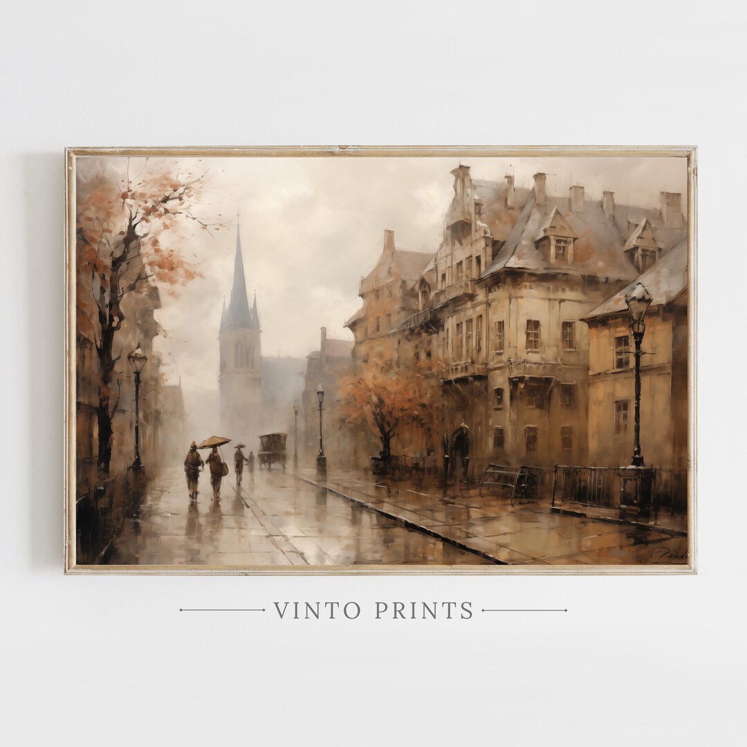 Vintage Prague City Print, Vintage Print, Scenery Print, Antique City ...