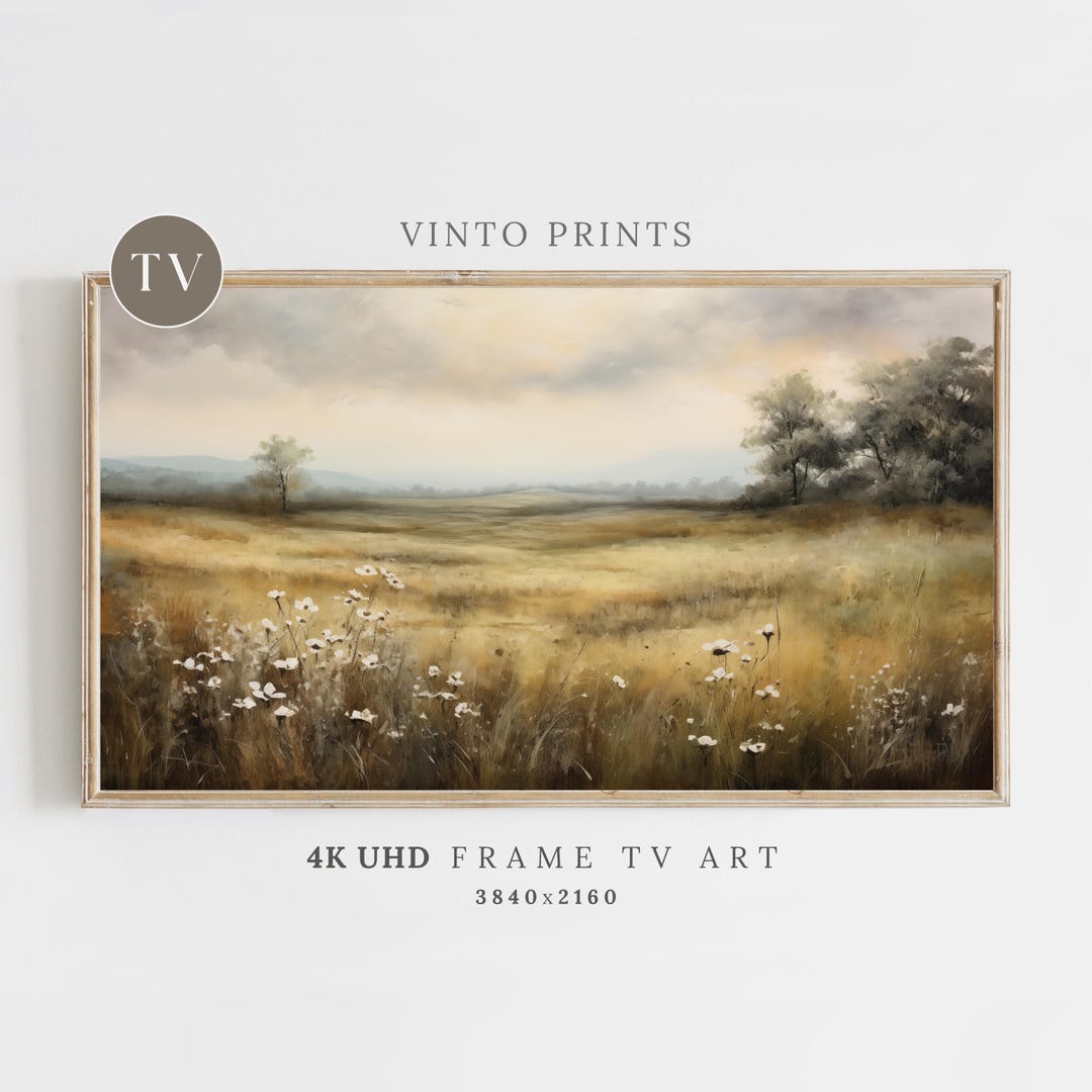 Flower Field Art for Frame TV | Landscape TV Art | Antique Scenery ...