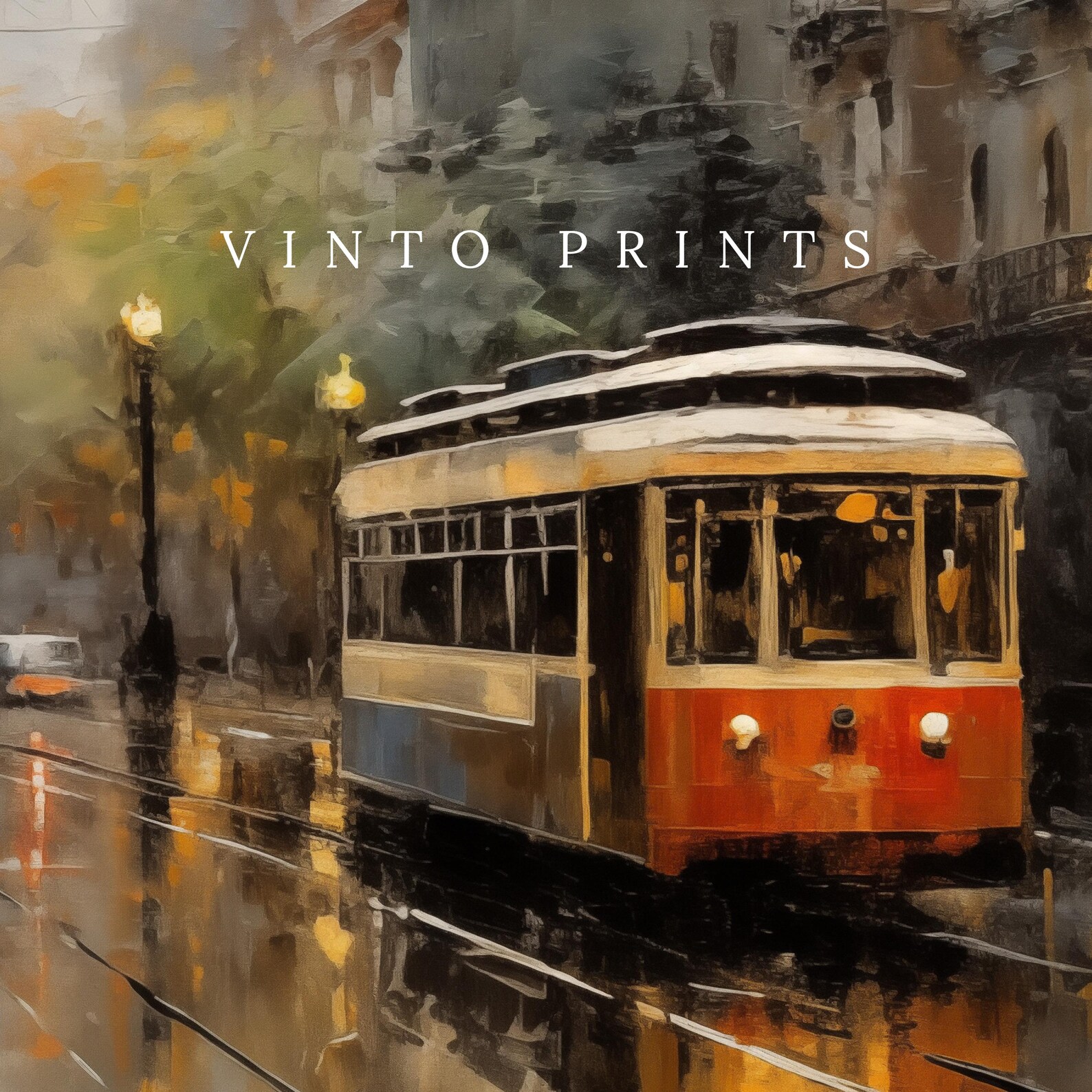 Vintage City Print, Vintage Tram Print, Printable City Art, Antique ...