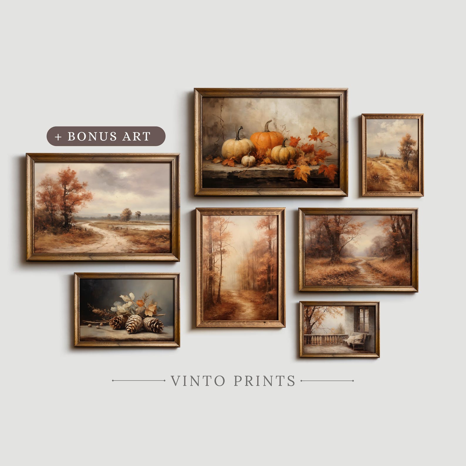 Vintage Autumn Wall Art Set | Fall Art Collection | Fall Art Set ...