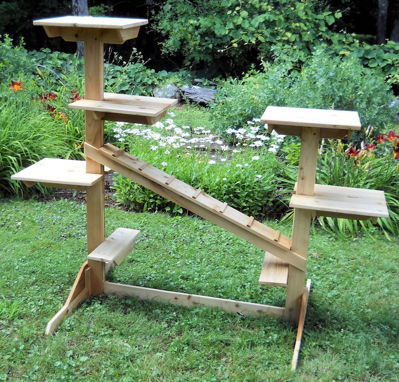 Small Outdoor Cedar Cat Jungle Gym Cat Tree Playset With 2 Posts, 7 ...