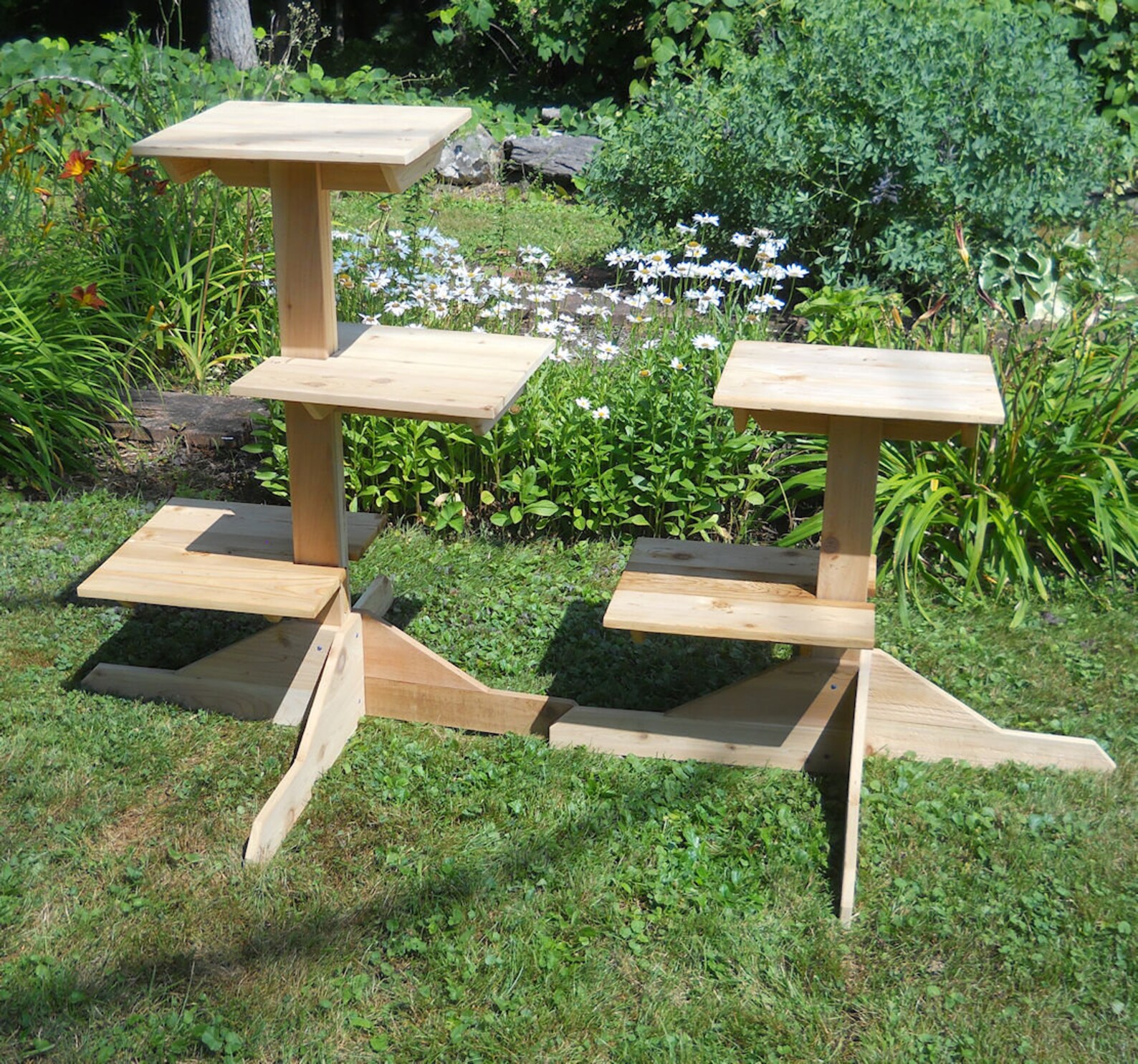 2-level Cedar Wood Cat Tree for Outdoor Play - Etsy