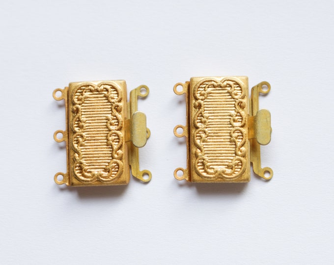 Box Clasp,3 Strand Box Clasp, Brass in Matte Gold, 22x23x5mm, Multi ...