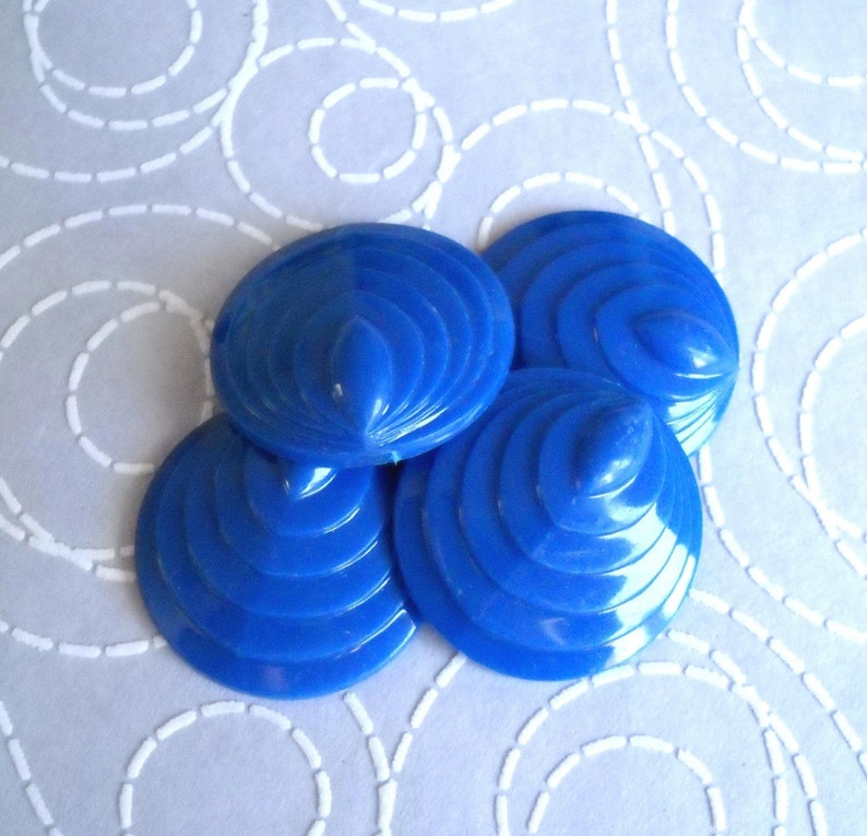 Vintage Cabochon, Blue Cabochon, Carved Cabochon, Flat Back Cabochon ...
