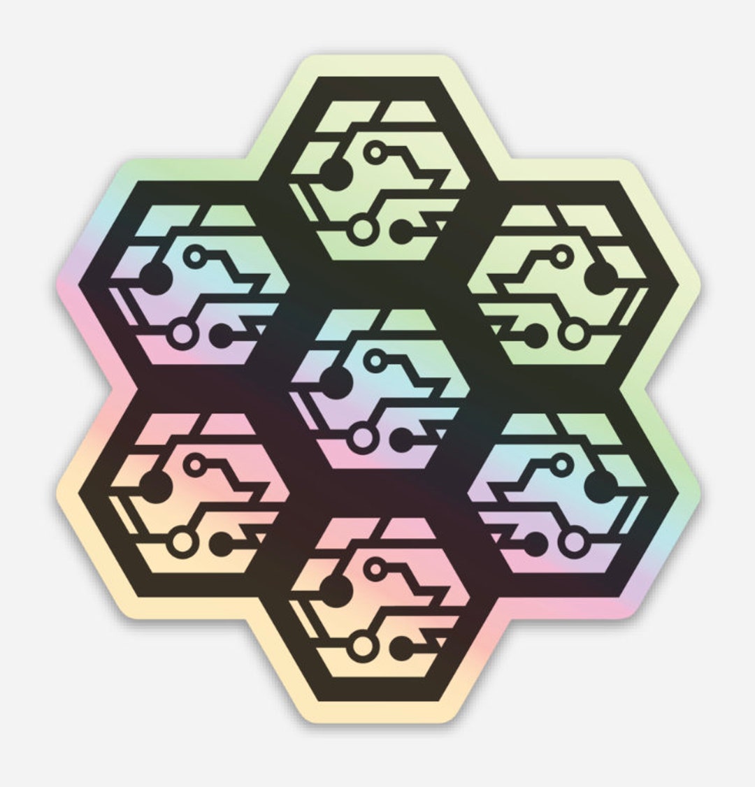Holographic Circuit Honeycomb Sticker - Nerdy Gifts - Science - Laptop ...