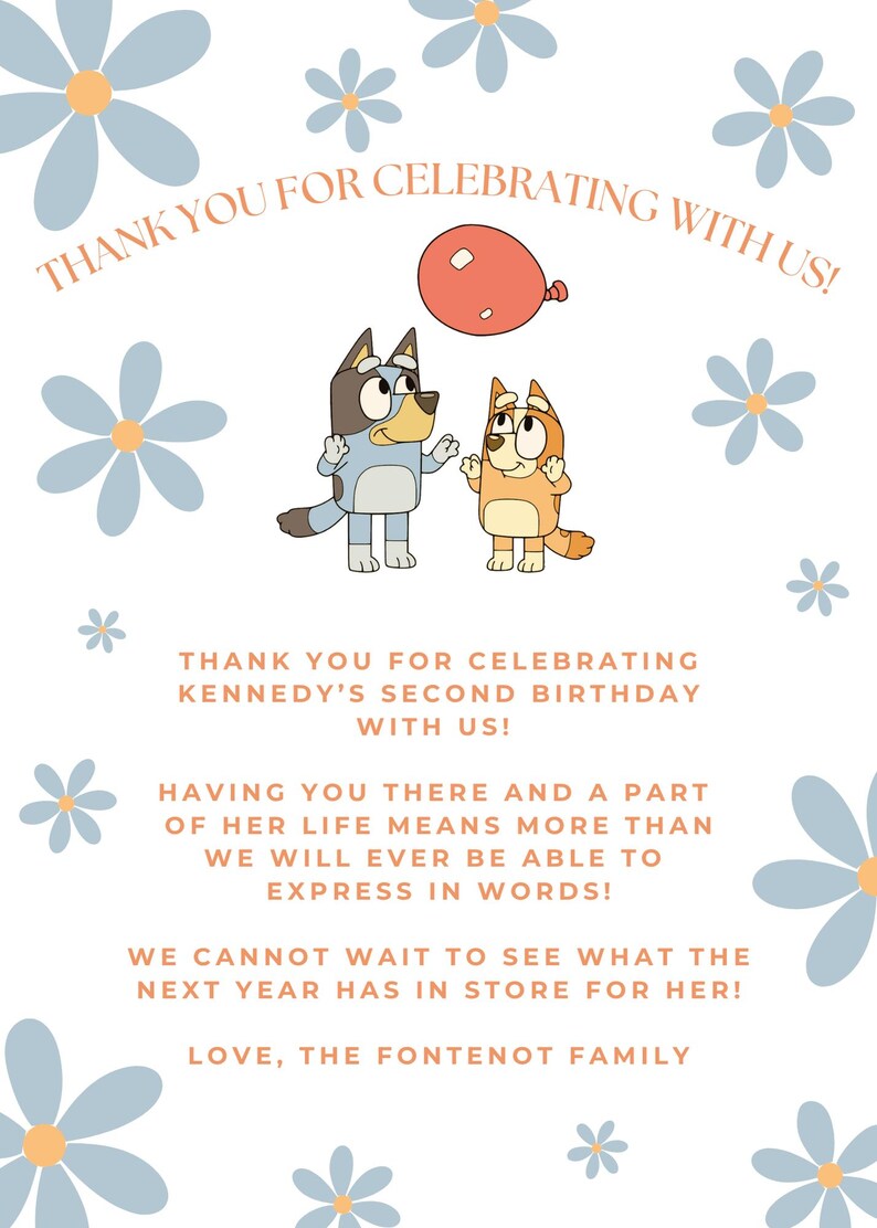 Bluey Thank You Card – Editable Digital Download - Etsy Australia