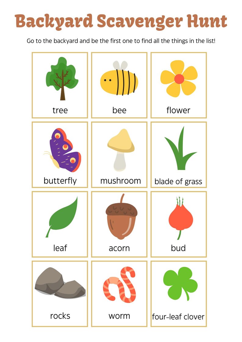 Backyard Scavenger Hunt - Etsy