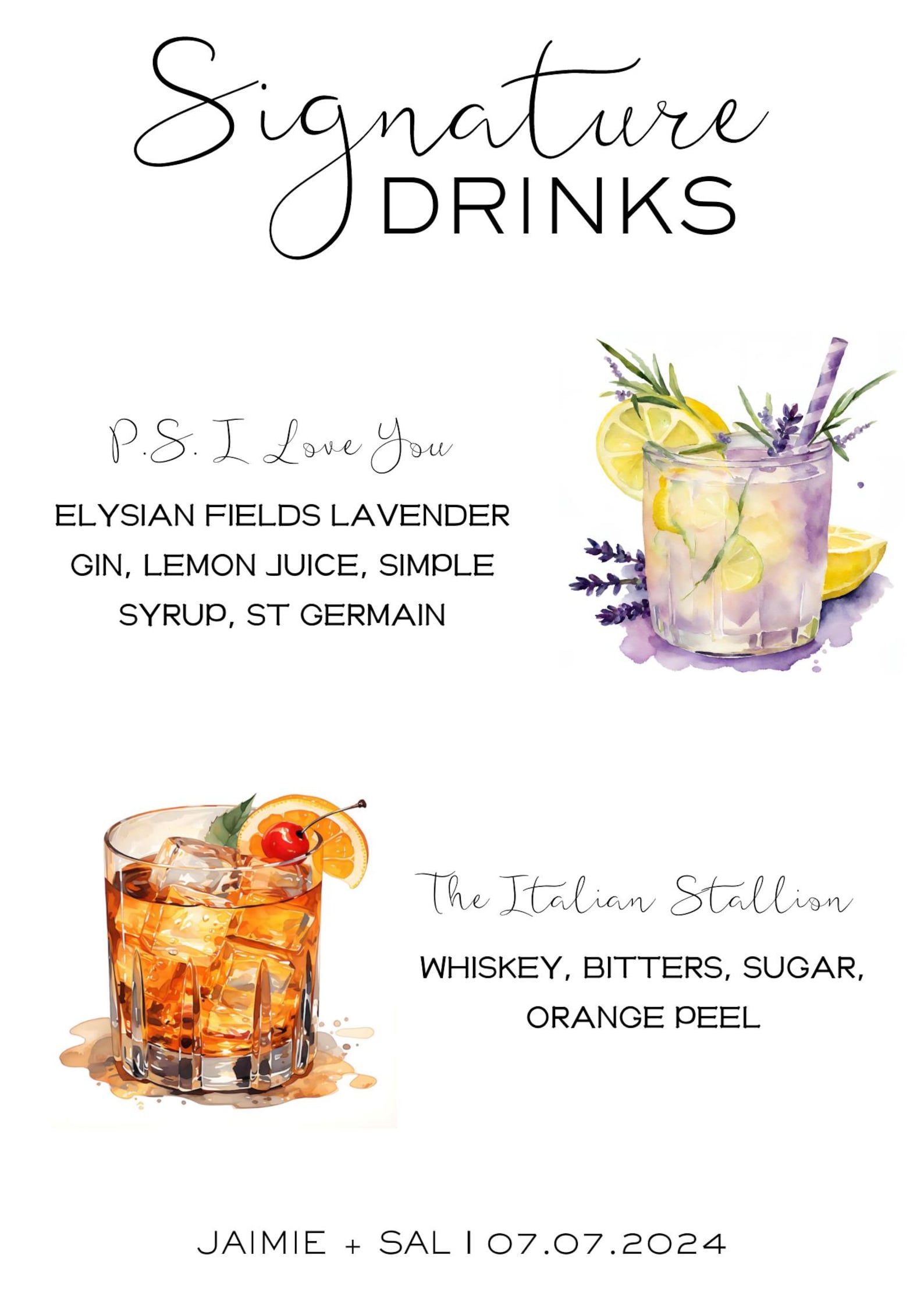 Signature Drink Template - Etsy