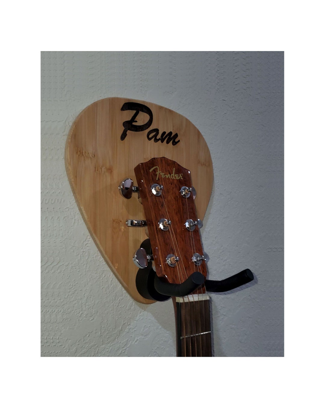 Personalized Bamboo Guitar Hanger: Guitar Pick Design - Etsy