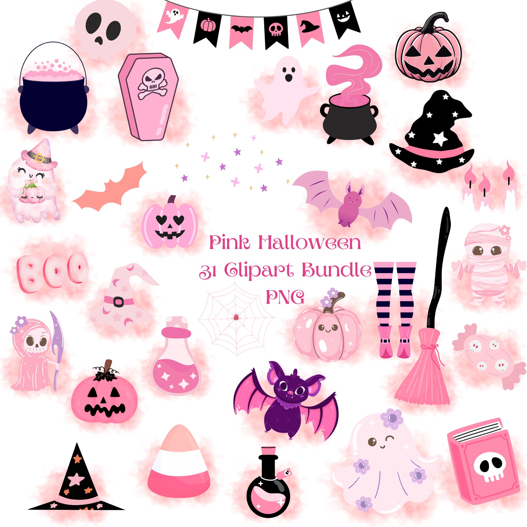 Cute Pink Halloween 31 Pack Clipart PNG Commercial Use - Etsy