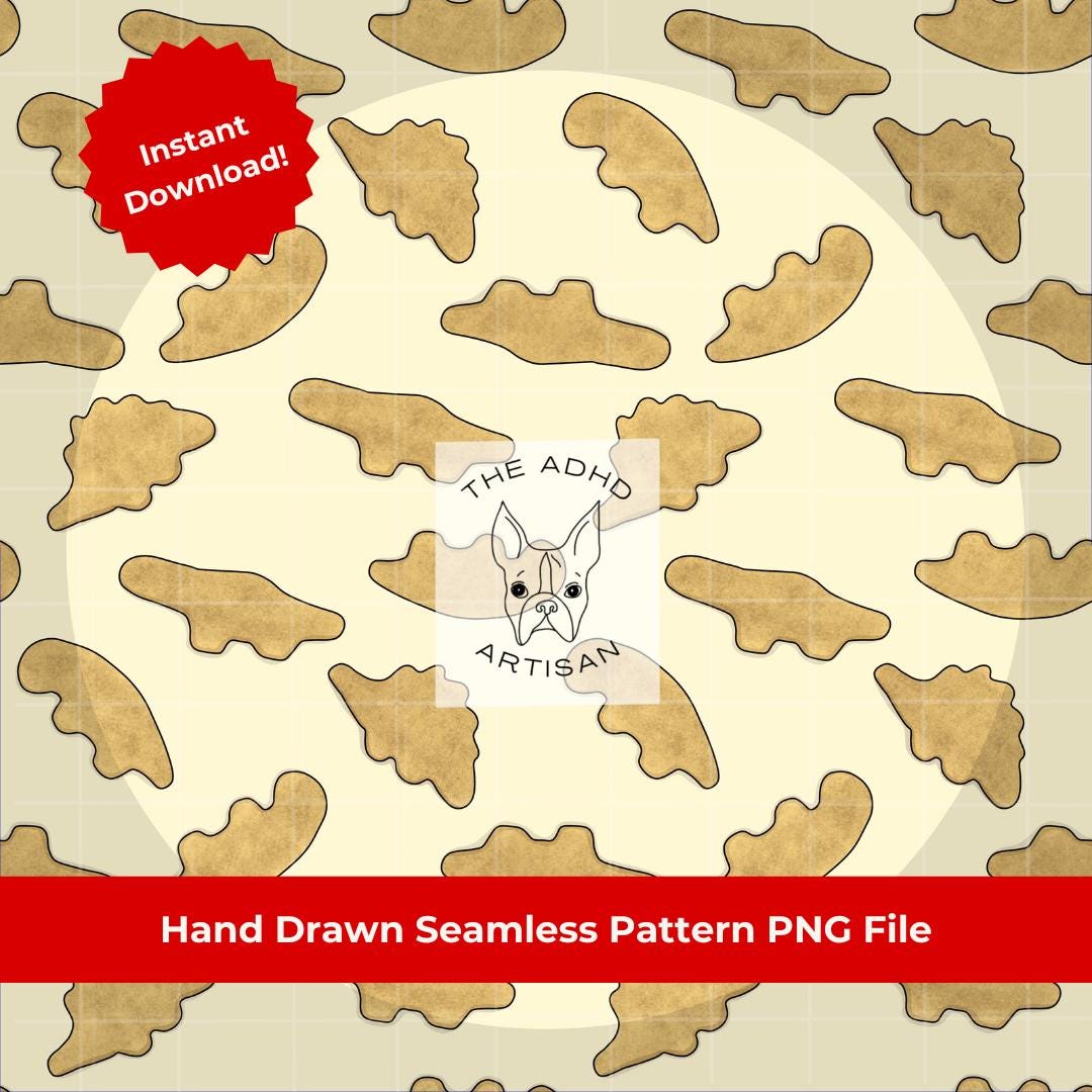 Dino Nugget Seamless Pattern: Realistic Chicken Nuggets Print (digital ...