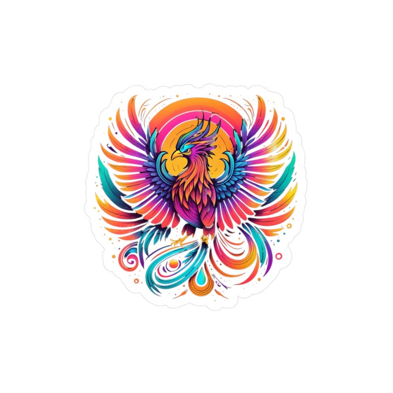 Colorful Phoenix Vinyl Sticker Decal - Unique Laptop Decal, Water ...