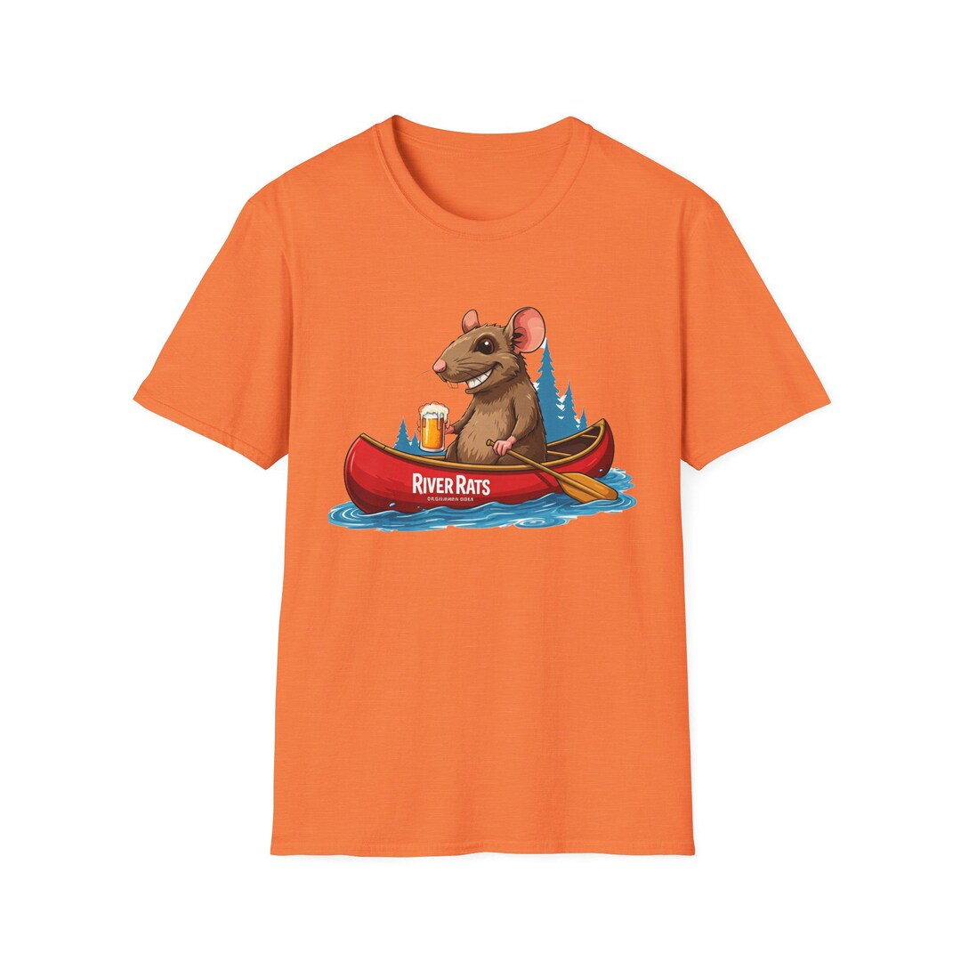 River Rat Drinking Beer in a Canoe Unisex Softstyle T-shirt, Funny ...