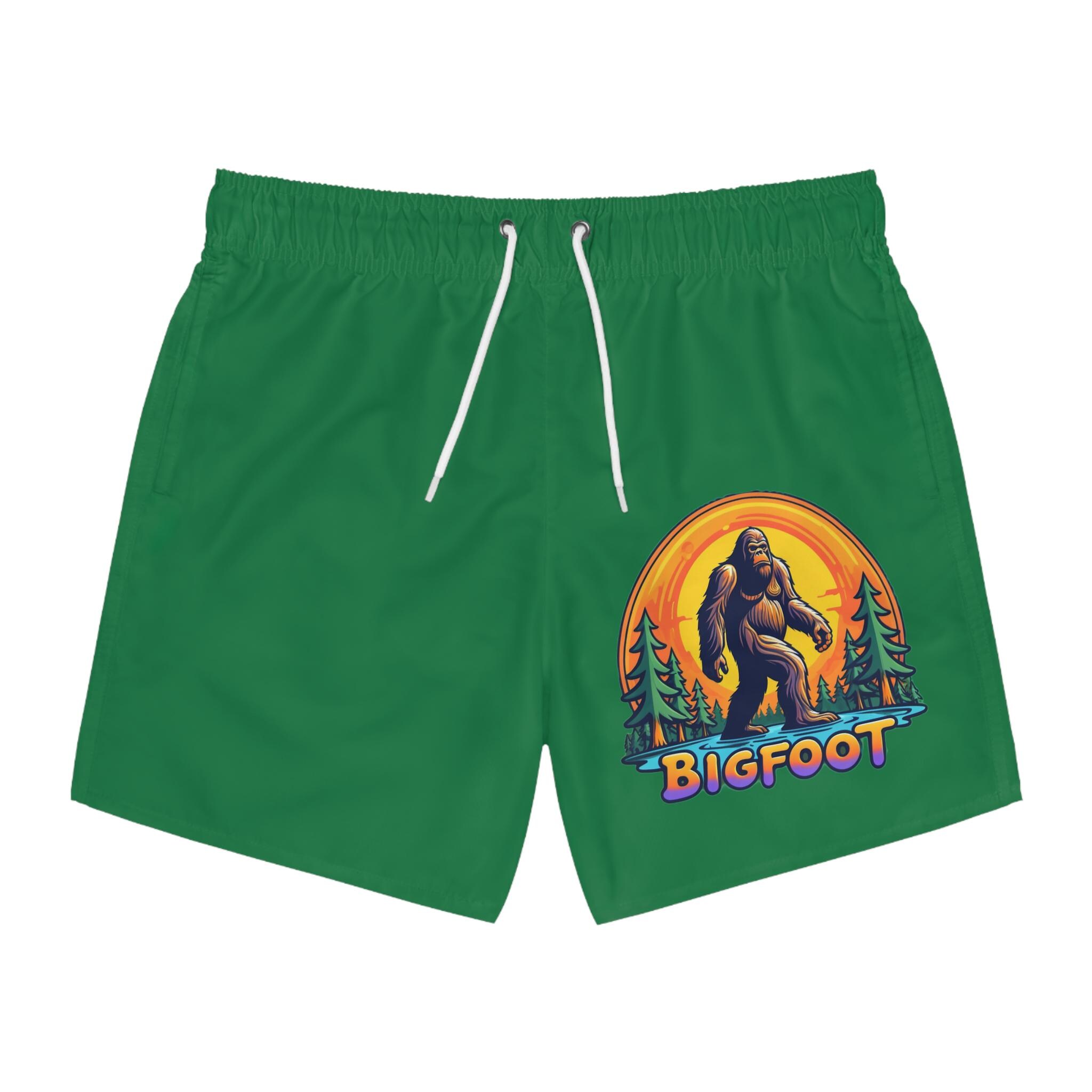 Bigfoot Swim Trunks, Hippie Psychedelic Sasquatch, Beach Shorts, Pool ...