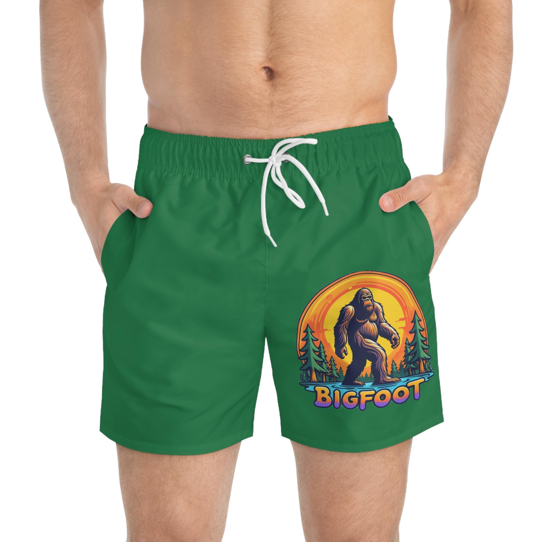 Bigfoot Swim Trunks, Hippie Psychedelic Sasquatch, Beach Shorts, Pool ...
