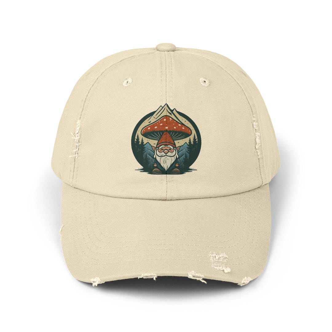 Distressed Mushroom Gnome Cap, Vintage Style Hat, Unisex Hipster Cap ...
