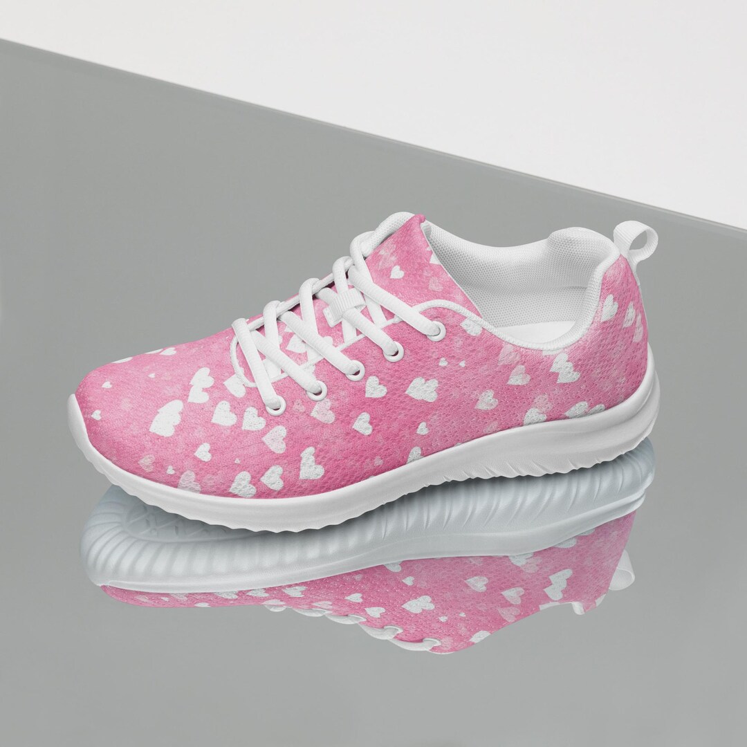 Women's Pink Heart Sneakers Cute Lightweight Athletic Shoes Comfortable ...