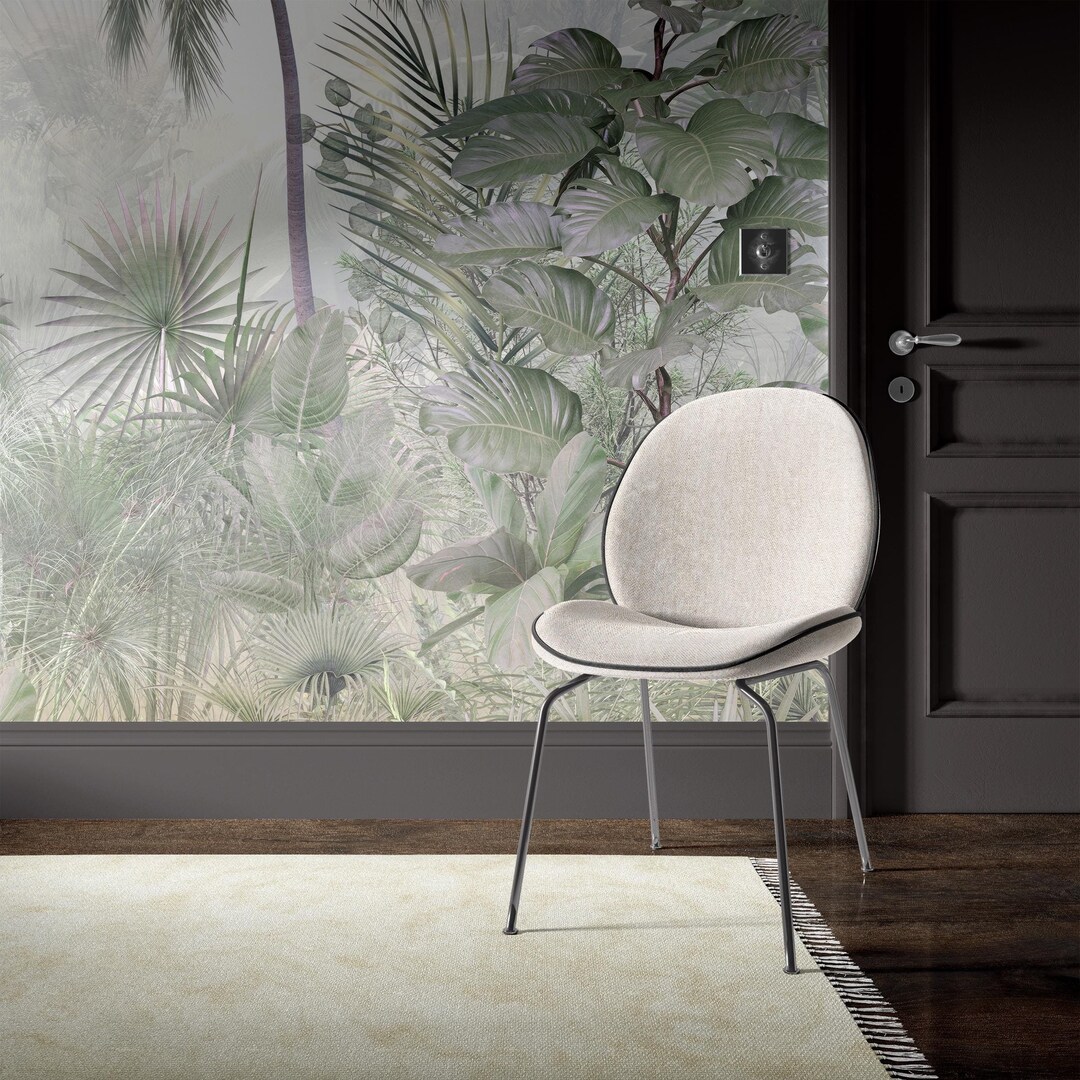 Misty Tropical Wallpaper - Modern Jungle Paradise Wall Mural for Modern ...