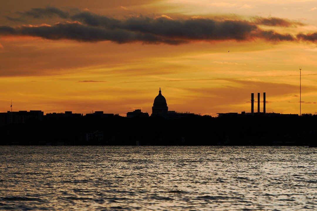 Sunset Cityscape Print - Madison Wisconsin Capital - Digital Download ...