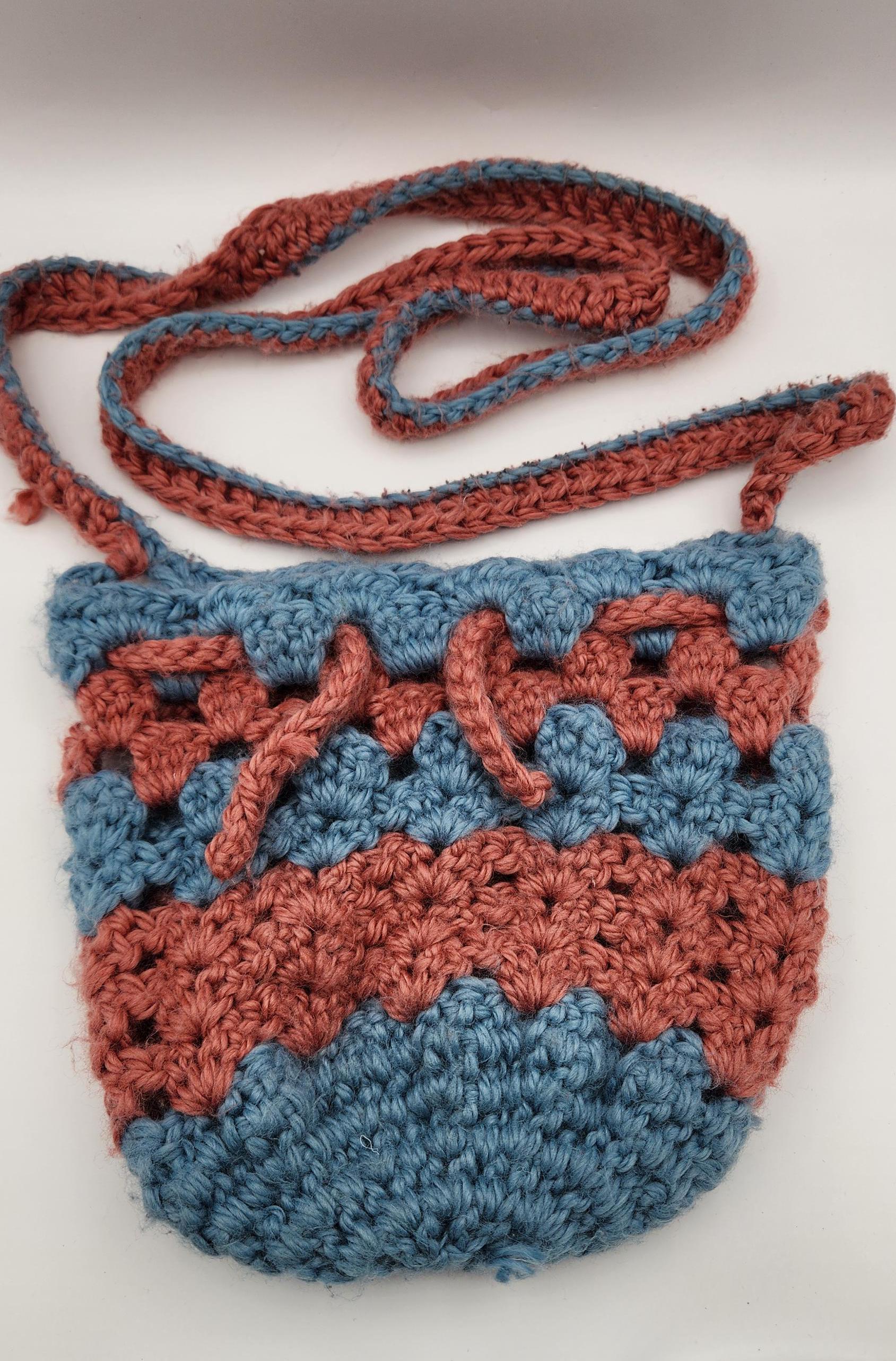 Small Crochet Side Bag Crochet Drawstring Bag Crochet Tote Bag 2 Toned ...