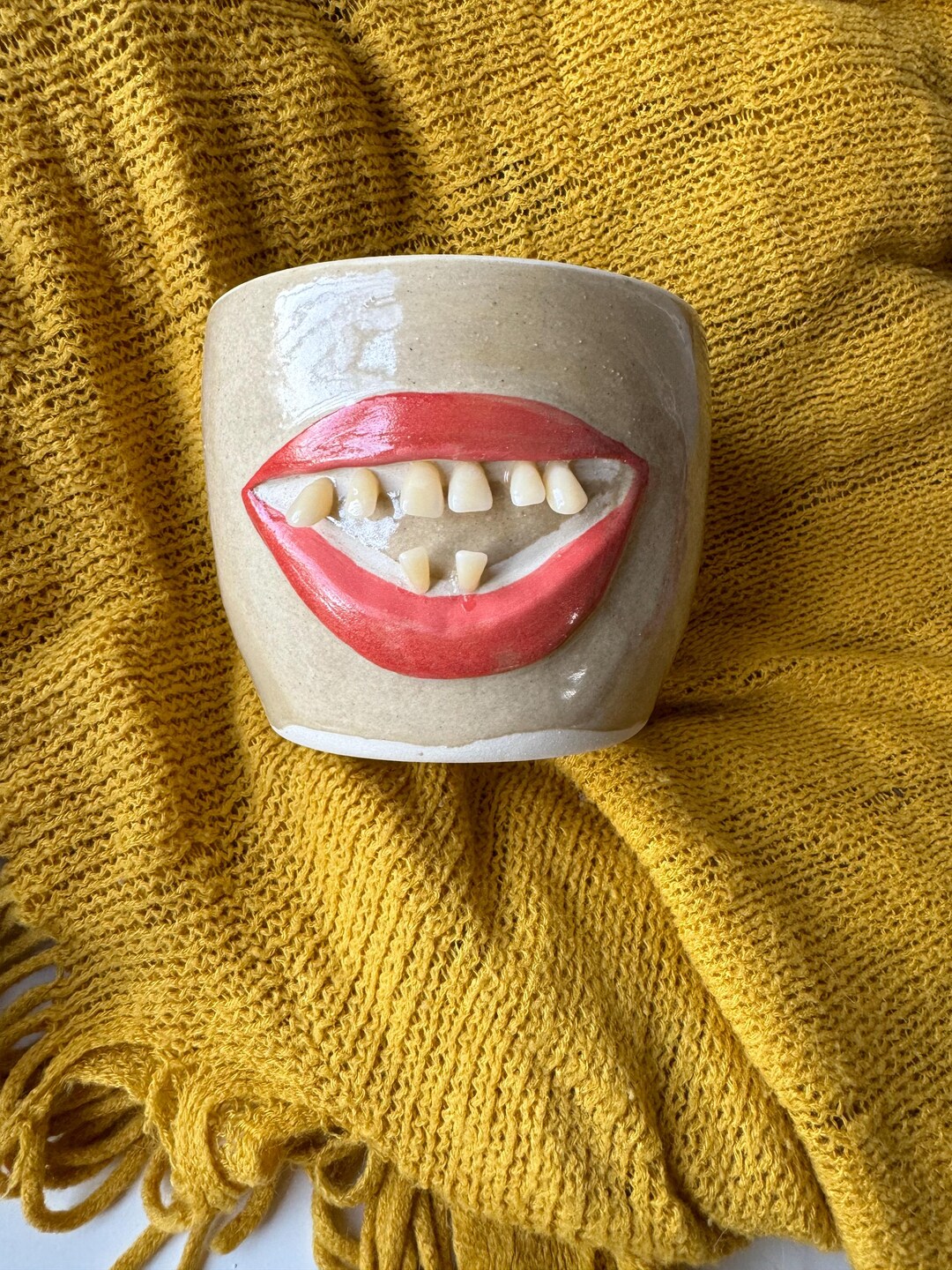 Handmade Ceramic Smile Pot With Real Veneers - Etsy