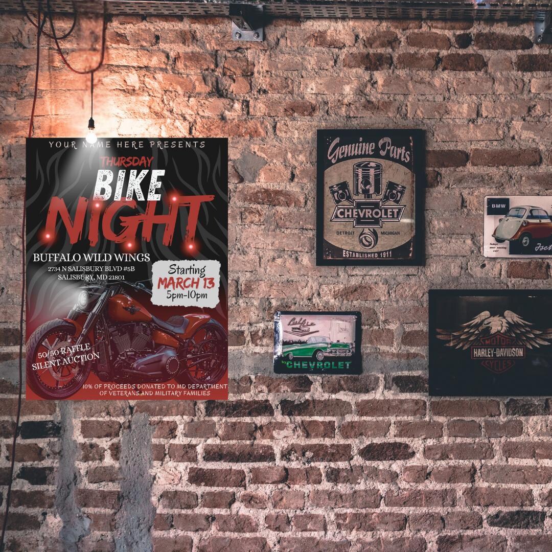 Red Bike Night Flyer | Editable Motorcycle Event Canva Template | Biker ...