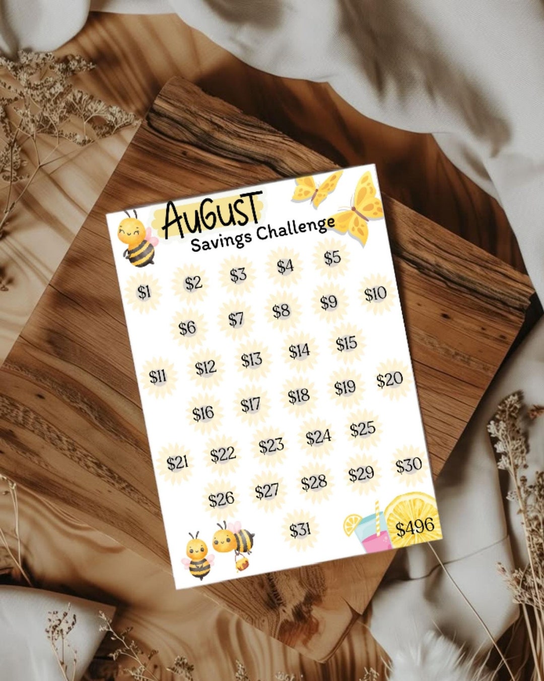 August Savings Challenge | Printable Monthly Budget Tracker | Instant ...
