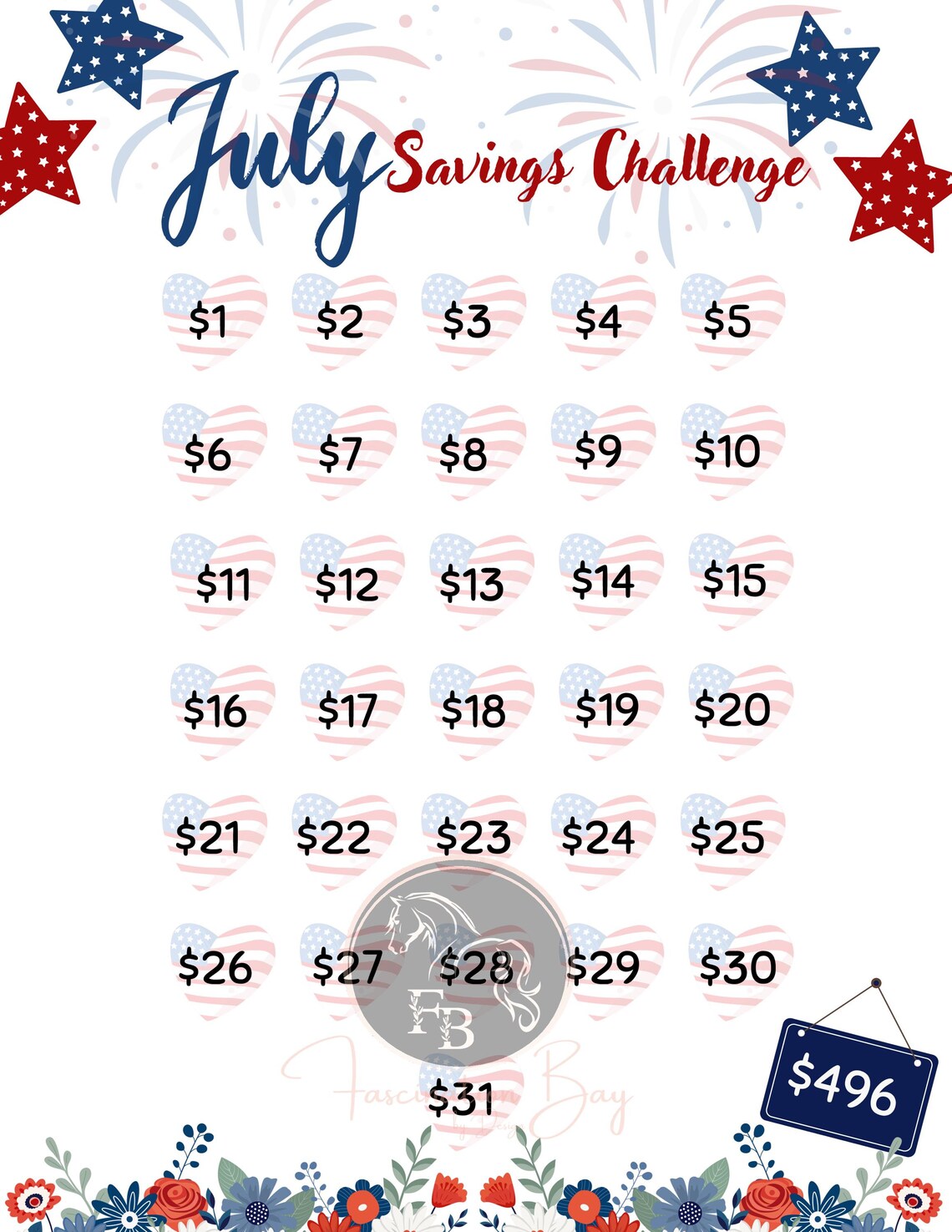 July Savings Challenge | Monthly Savings Challenge | Instant Download ...