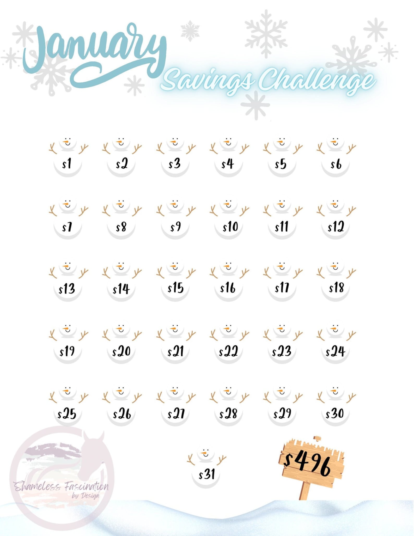 January Savings Challenge Monthly Savings Challenge Instant Download 12 ...