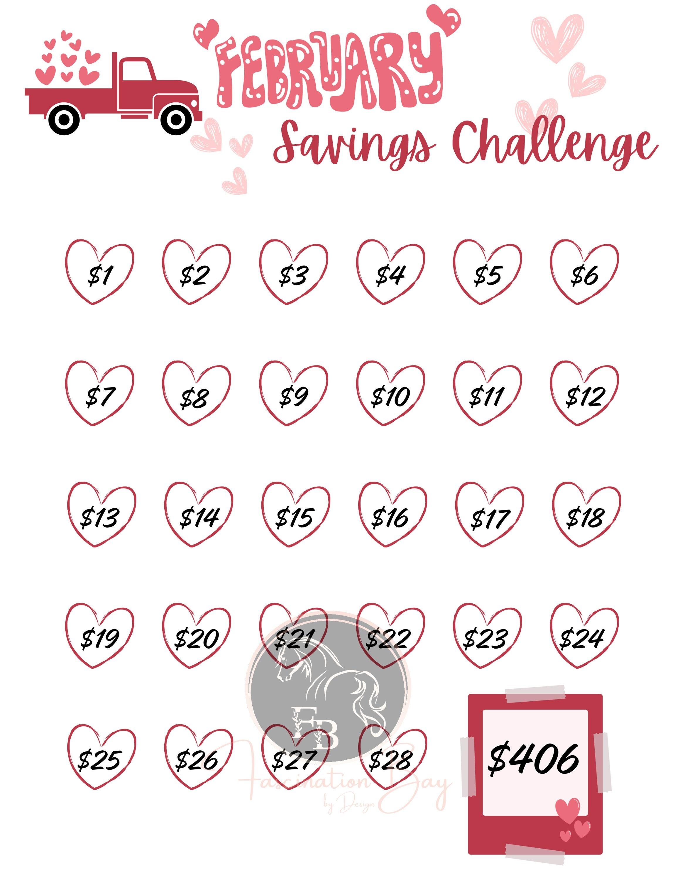 February Savings Challenge | Printable Monthly Budget Tracker | Instant ...