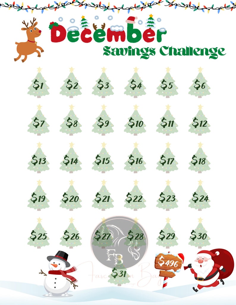 December Savings Challenge | Printable Monthly Budget Tracker | Instant ...