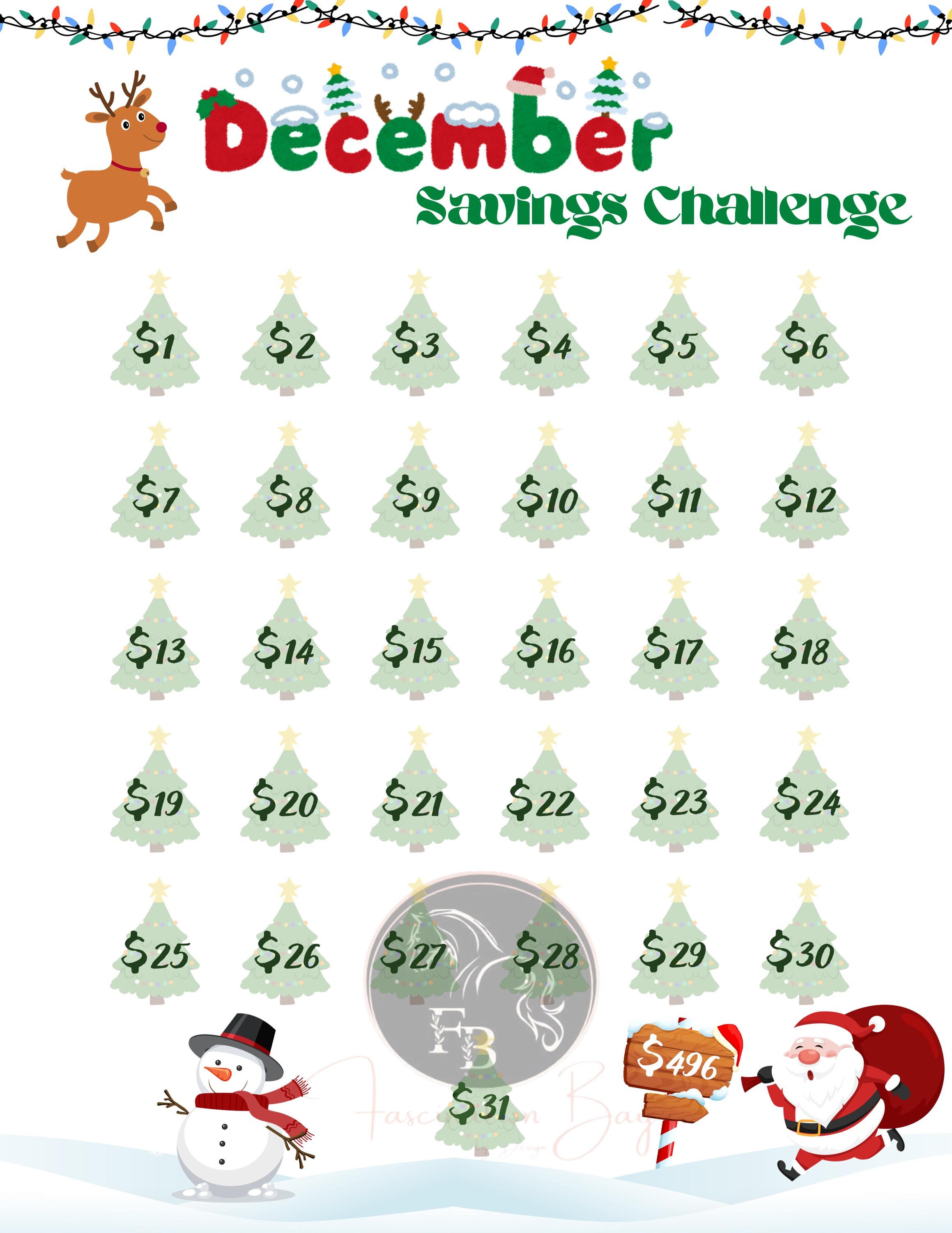 December Savings Challenge | Printable Monthly Budget Tracker | Instant ...