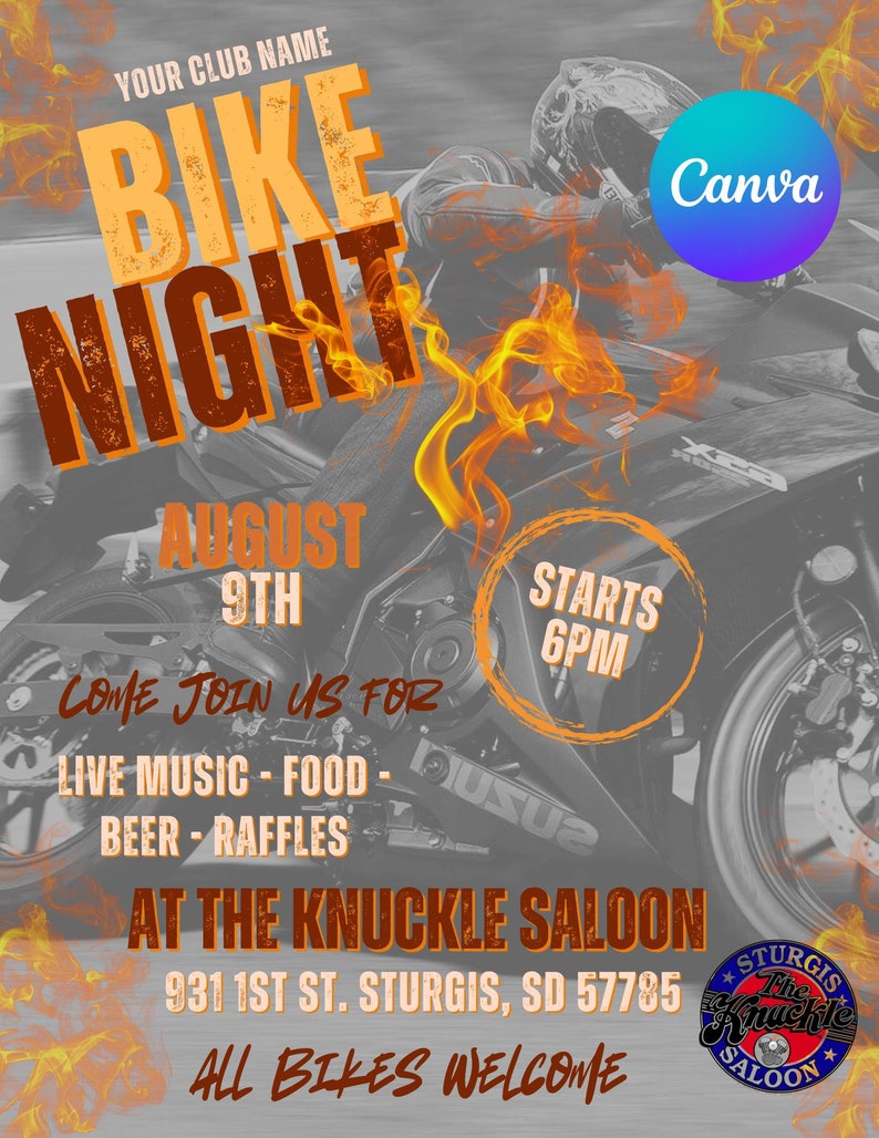 Editable Bike Night Flyer | Motorcycle Event Flyer | Motorcycle Club ...