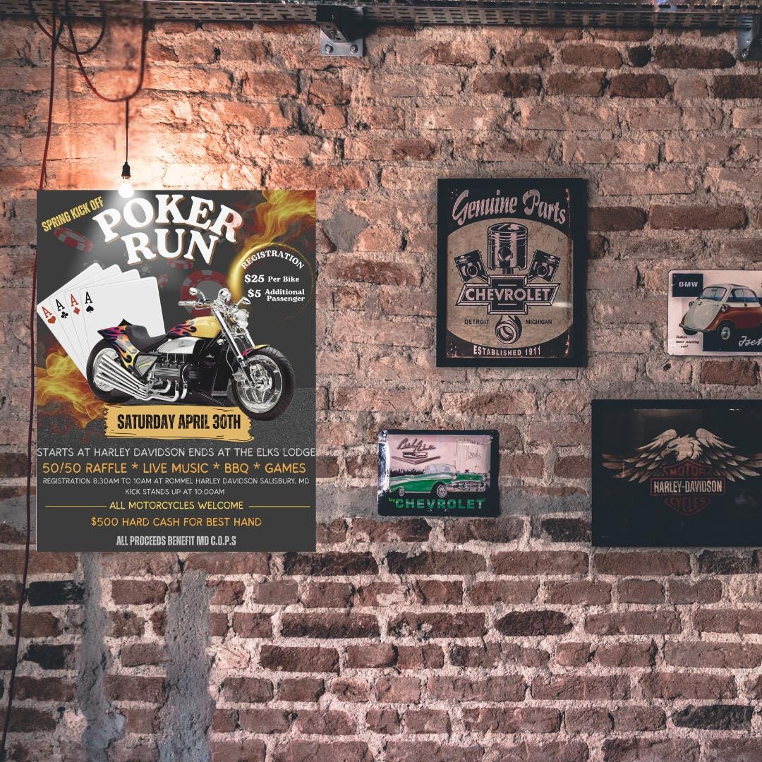 Poker Run Flyer | Editable Motorcycle Charity Ride Canva Template ...